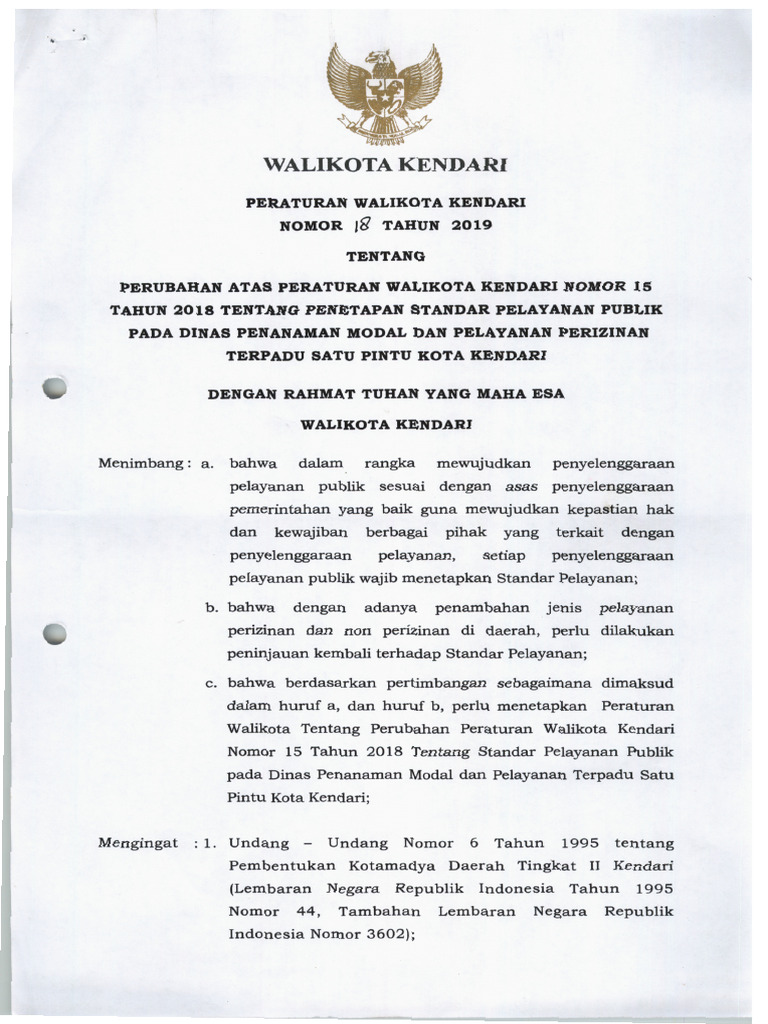 Perwali No. 18 Tahun 2019 | PDF