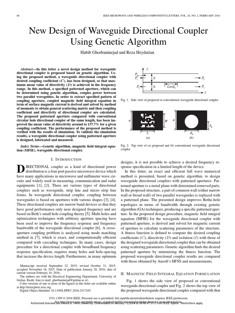 Genetic Algorithm | PDF | Waveguide | Microwave Genetic Algorithm | PDF | Waveguide | Microwave