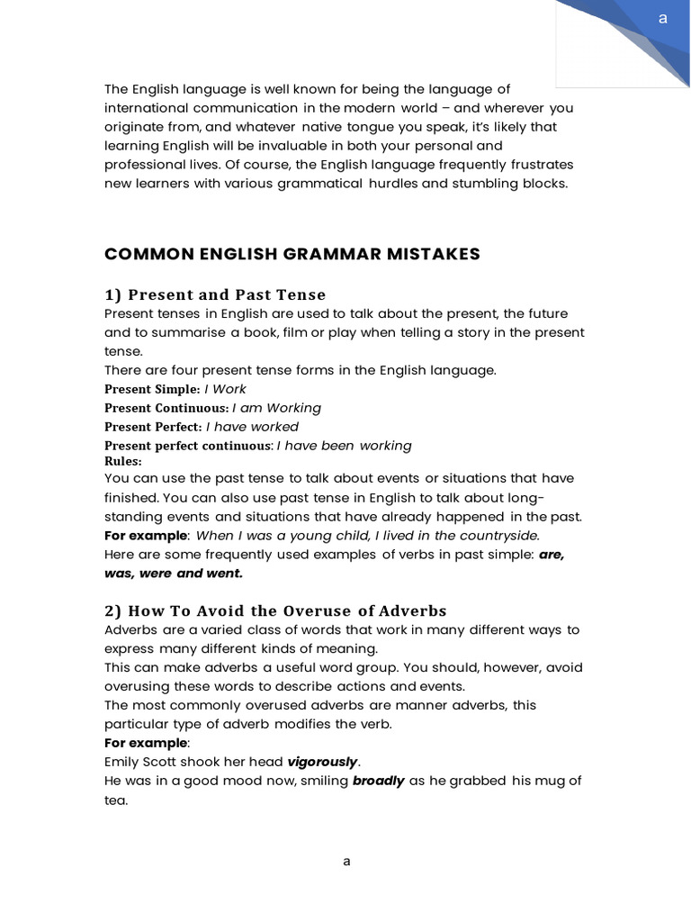 Common English Grammar | PDF | Grammatical Tense | English Language