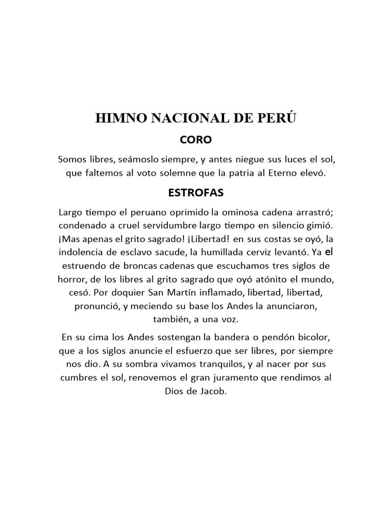 Himno Nacional de Perú | PDF