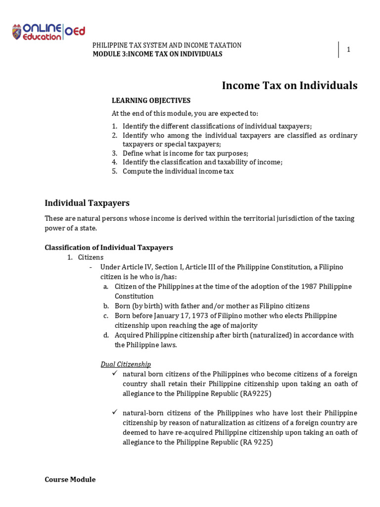 Income Taxation Week 3 | PDF | Income Tax | Taxes