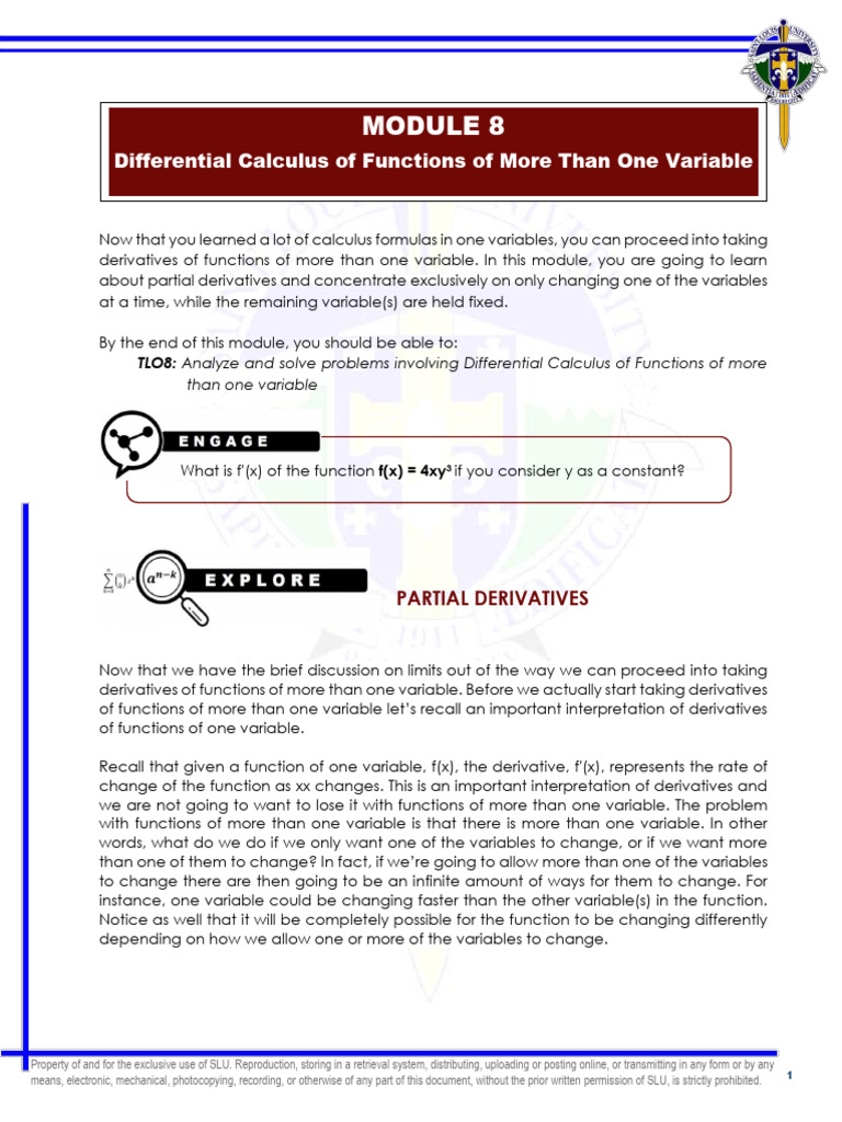 Enggmath 2 Module 8 Pdf Derivative Function Mathematics