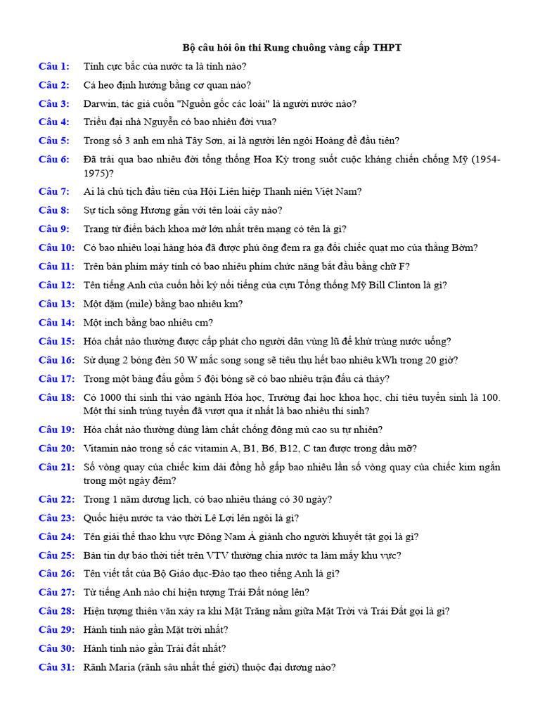 Nội dung ôn tập RCV | PDF