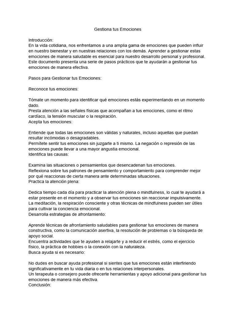Gestiona Tus Emociones | PDF