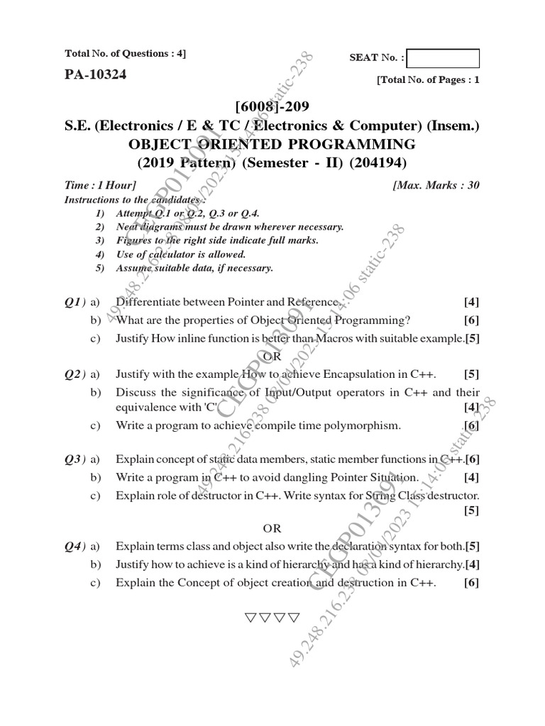 Feb - 2023 | PDF | C++ | Method (Computer Programming)