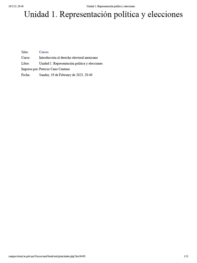 Unidad 1. Representación Política y Elecciones | PDF | Elecciones ...