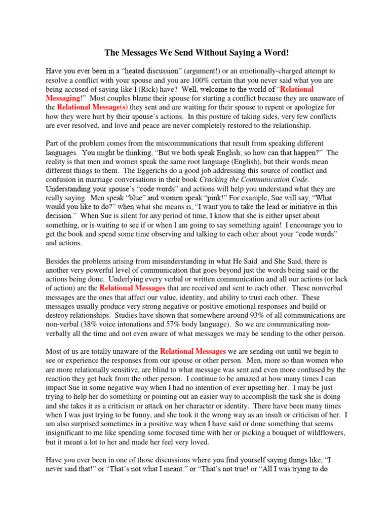 The Messages We Send Without Saying A Word! | PDF | Nonverbal ...