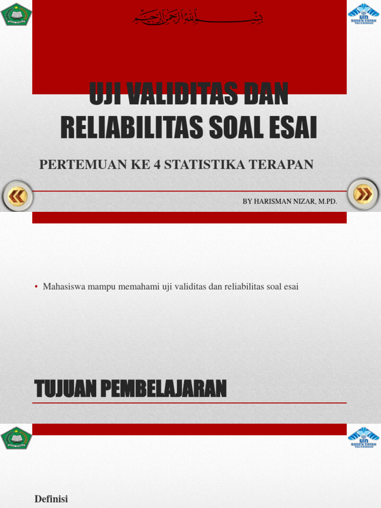 Validitas & Reliabilitas Soal Esai | PDF | Metode & Bahan Ajar