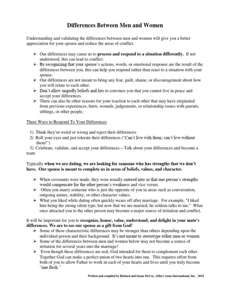 Differences Between Men and Women | PDF