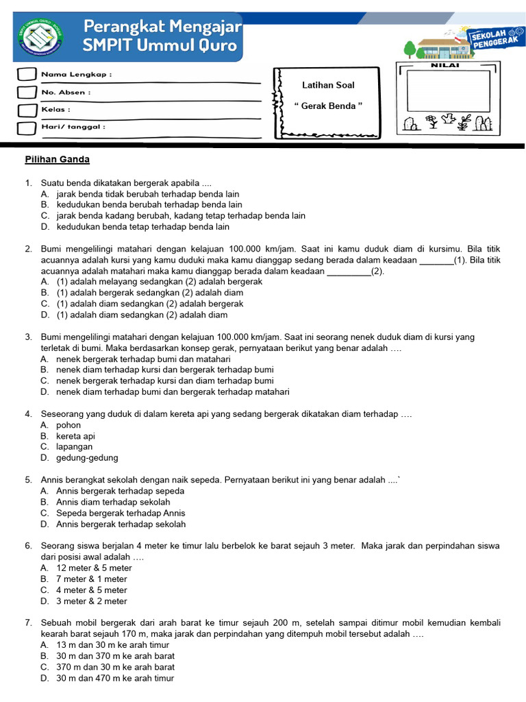Latihan Soal Bab Gerak Benda Edit | PDF