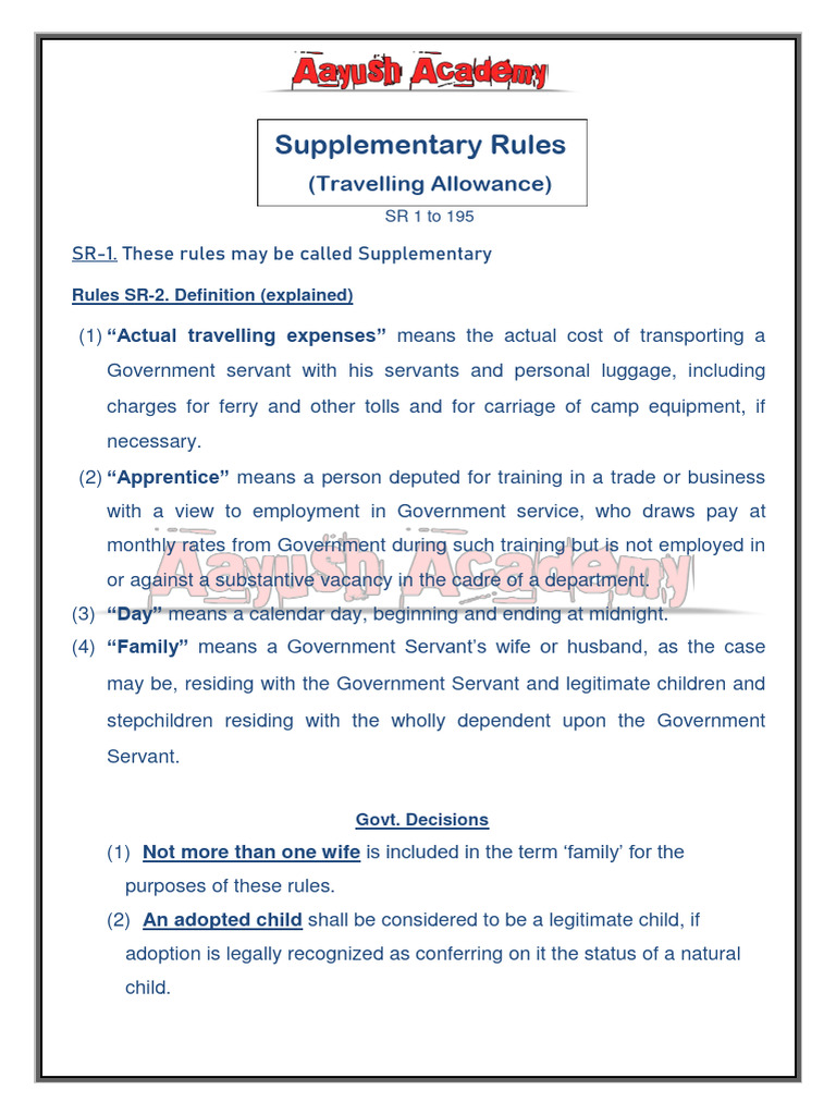 Supplementary Rules for Travelling Allowance | PDF | Fuel Economy In ...