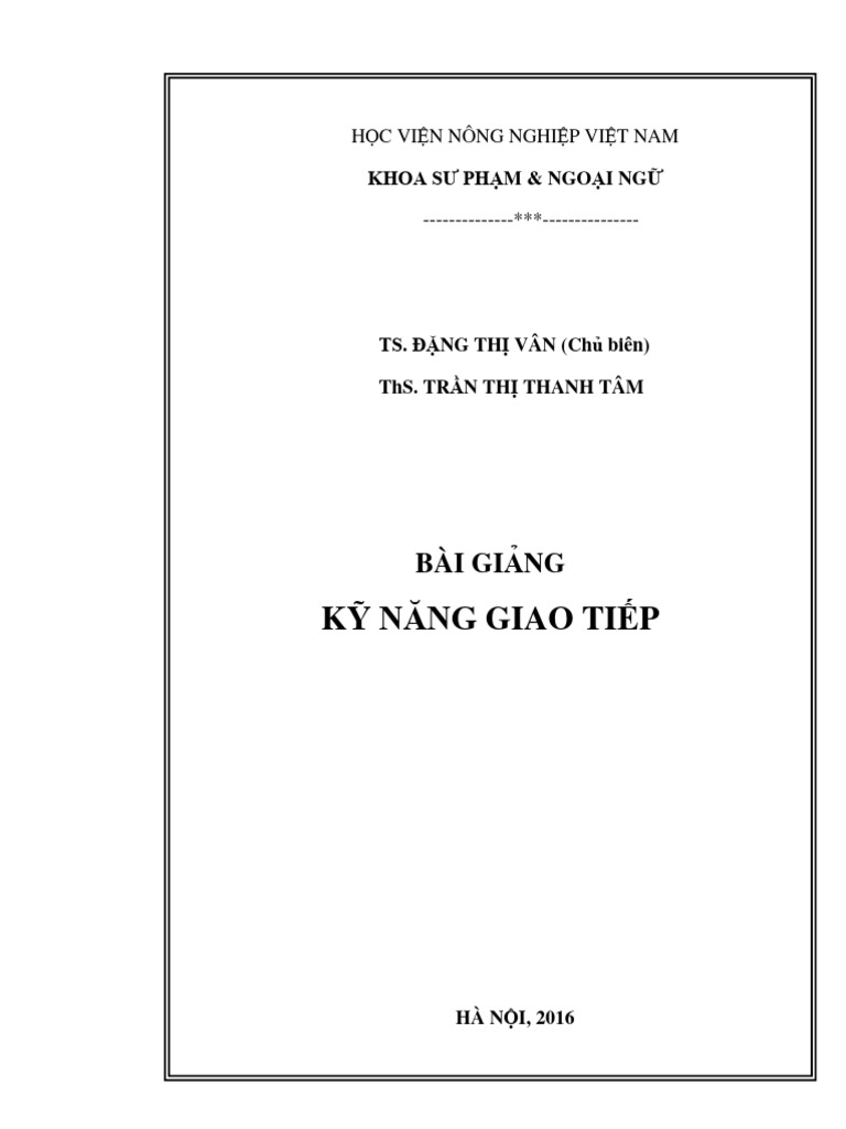 Bai Giang Ky Nang Giao Tiep | PDF