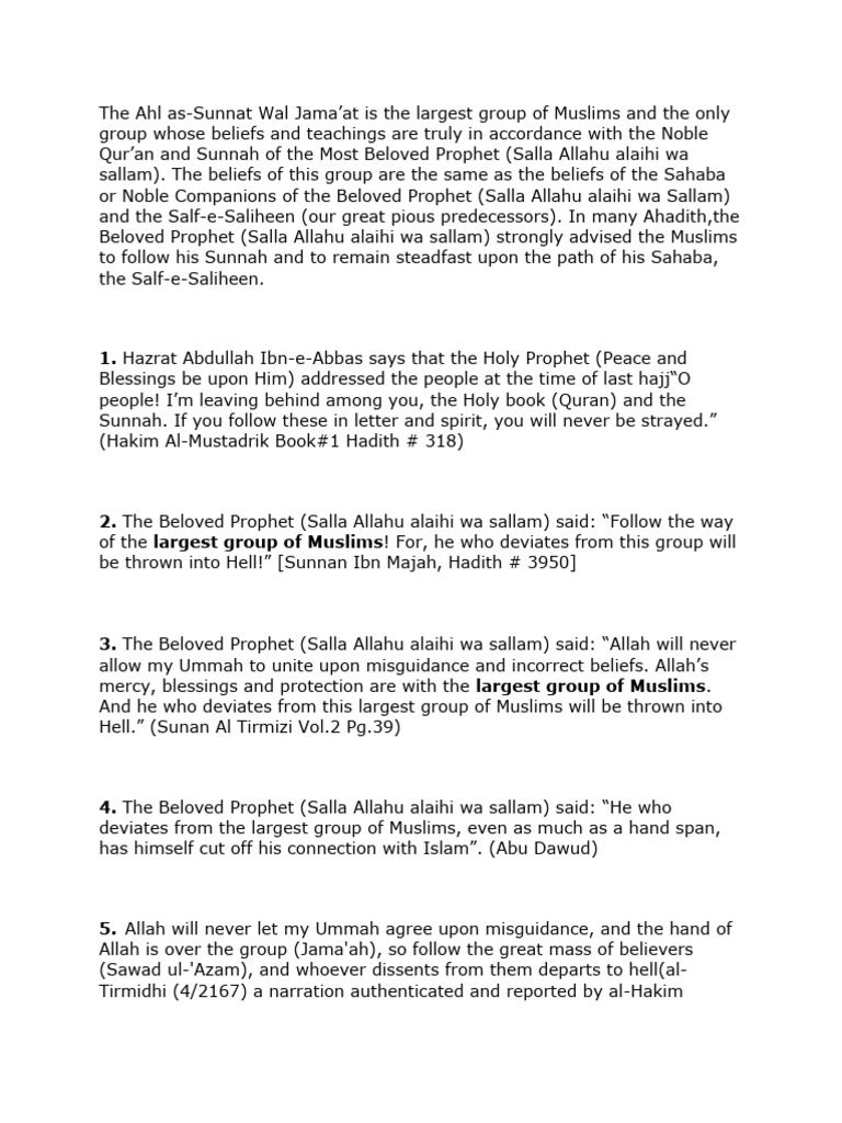 Ahl As-Sunnat Wal Jama'at | PDF | Sunni Islam | Hadith