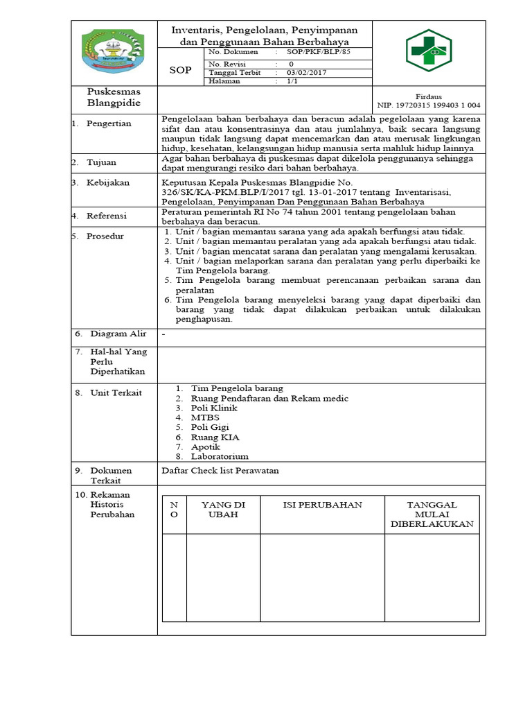 E.P 8.5.2.1 sop inventaris, pngelolaan, pnyimpanan & pngunaan bhan ...