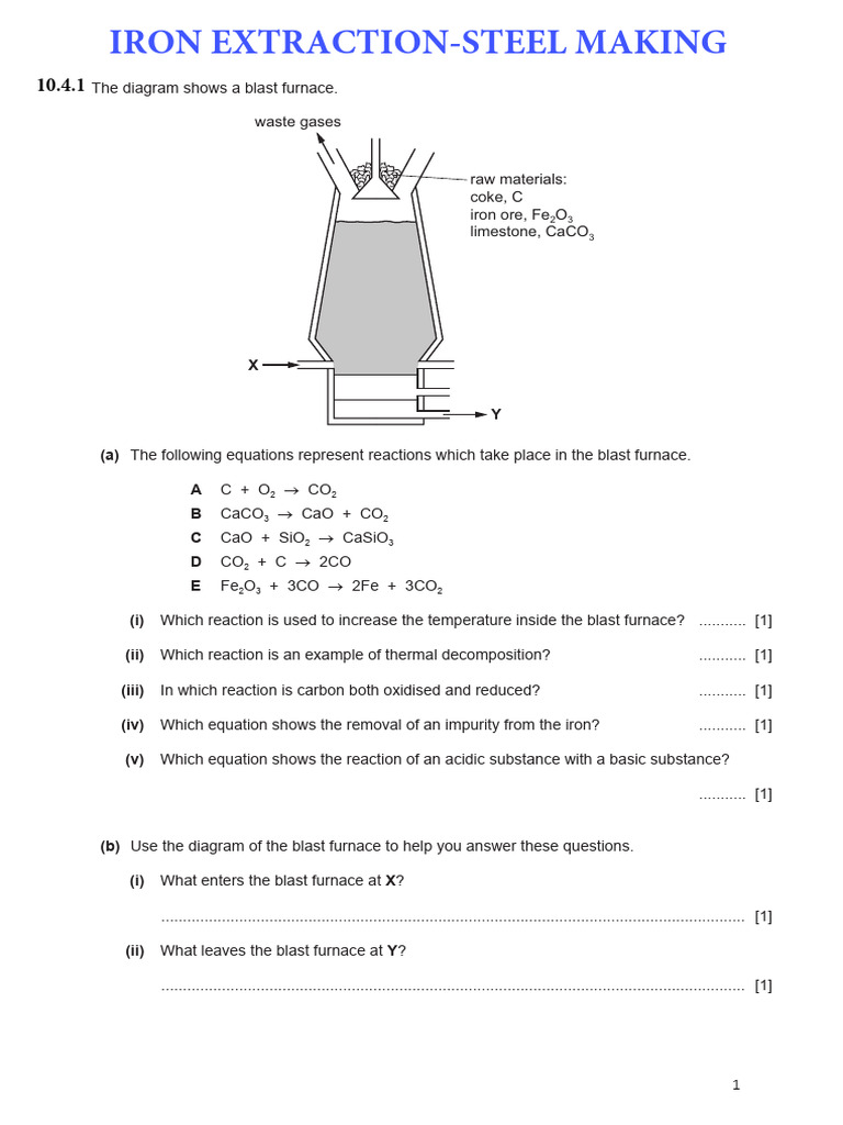 9.8 Iron Extraction Steel Making Set 4 QP Ms | PDF | Blast Furnace | Iron