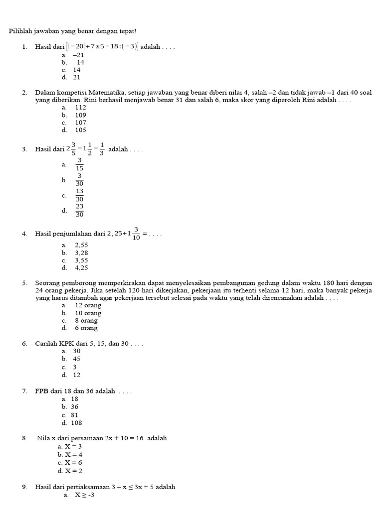 Soal Am Matematika 2024 | PDF