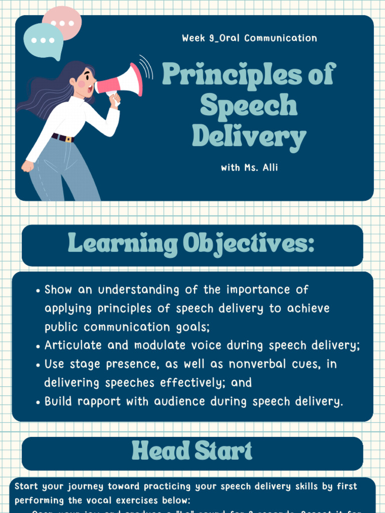 WEEK 9 - Principles of Speech Delivery | PDF | Gesture | Facial Expression