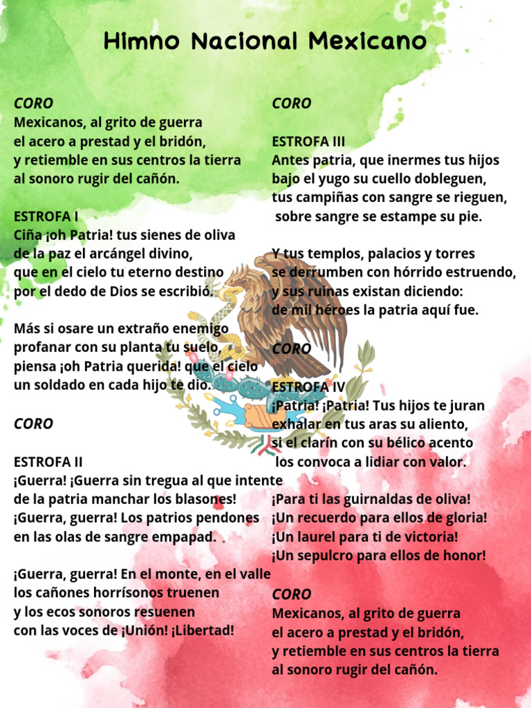 Himna Nacional Mexicano e Himno Del Estado de Mexico | PDF
