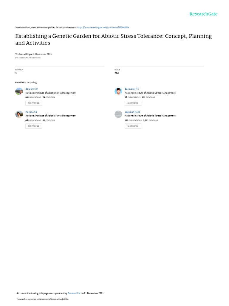 Establishing A Genetic Garden For A Biotic Stress | PDF | Biodiversity ...