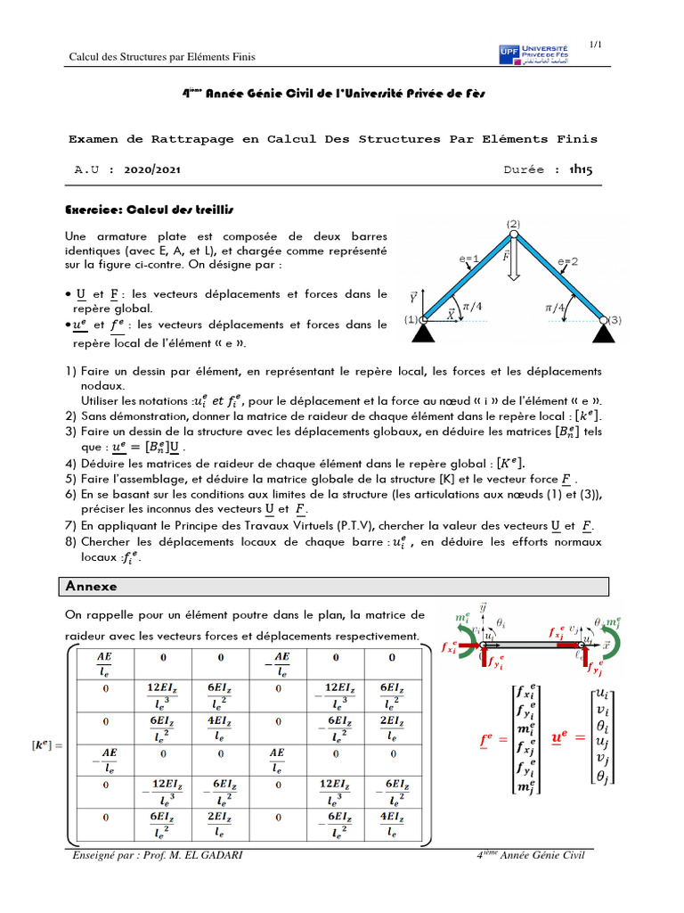 Examen MEF 2020 2021 - Rattrapage | PDF | Méthodes et références pédagogiques | Sciences et ...