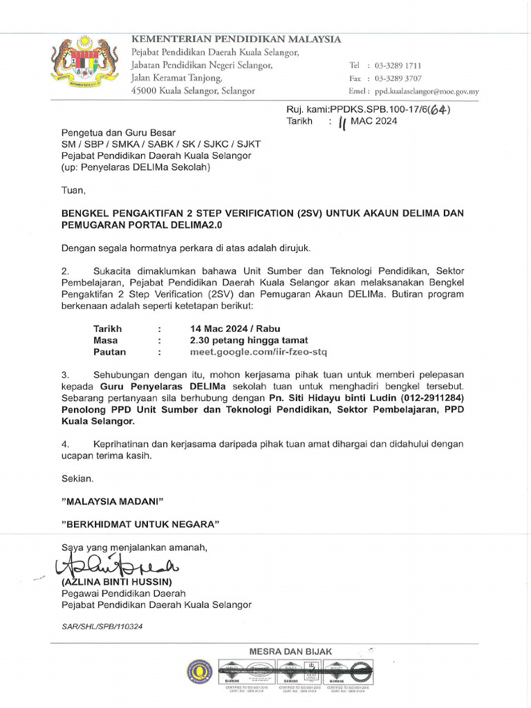 Bengkel Pengaktifan 2 Step Verification 2SV Untuk Akaun Delima Dan | PDF