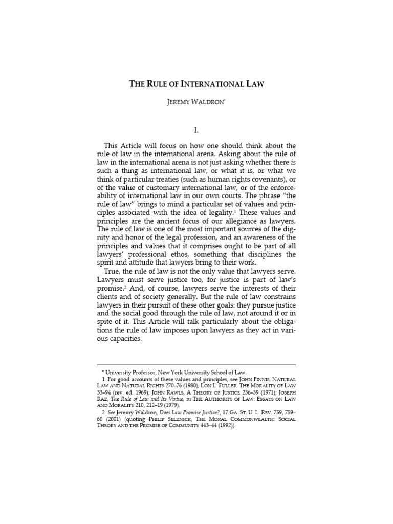 The Rule of International Law | PDF | Rule Of Law | International Law