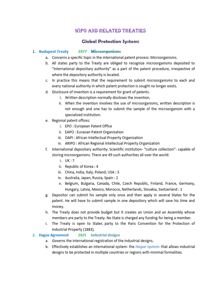 WIPO and Related Treaties | PDF | Patent | Trademark