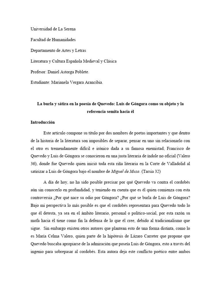 La Burla y La Sátira de Quevedo - Luis de Góngora Como Su Objeto y Las ... La Burla y La Sátira de Quevedo - Luis de Góngora Como Su Objeto y Las ...