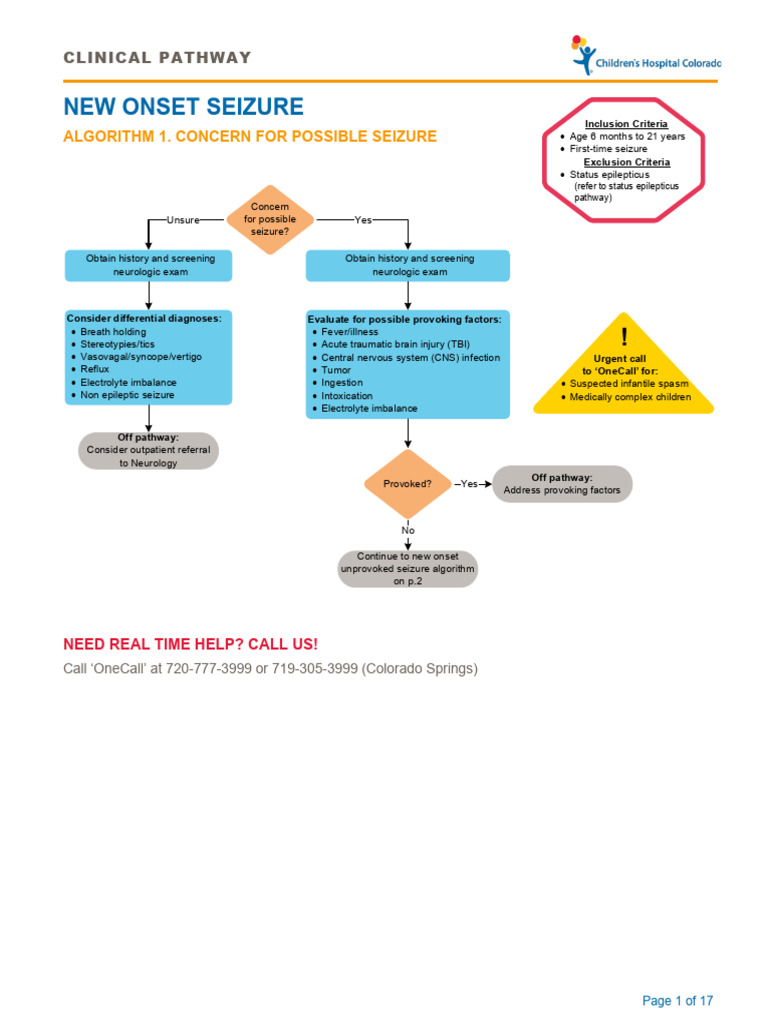 Seizure New Onset Clinical Pathway | PDF | Epilepsy | Neurology