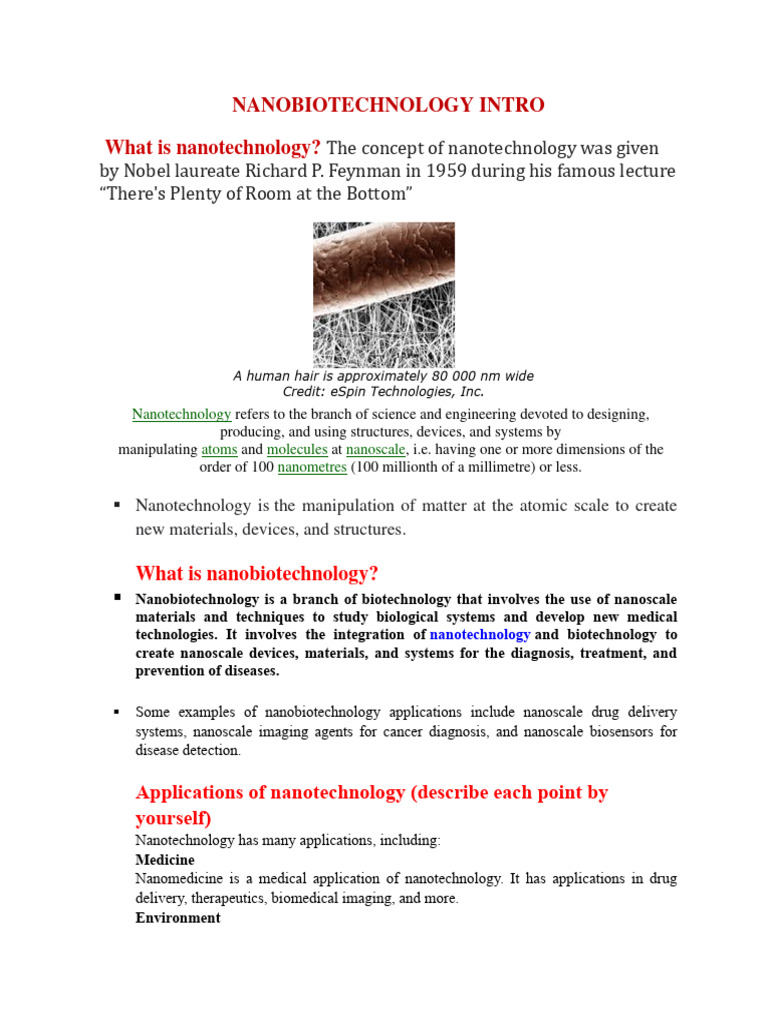 Nanobiotechnology and Nanoparticles Intro and Application | PDF | Nanomaterials | Nanotechnology