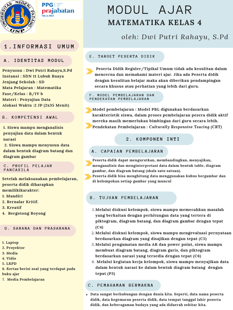Modul MTK Kls 4 Penyajian Data | PDF