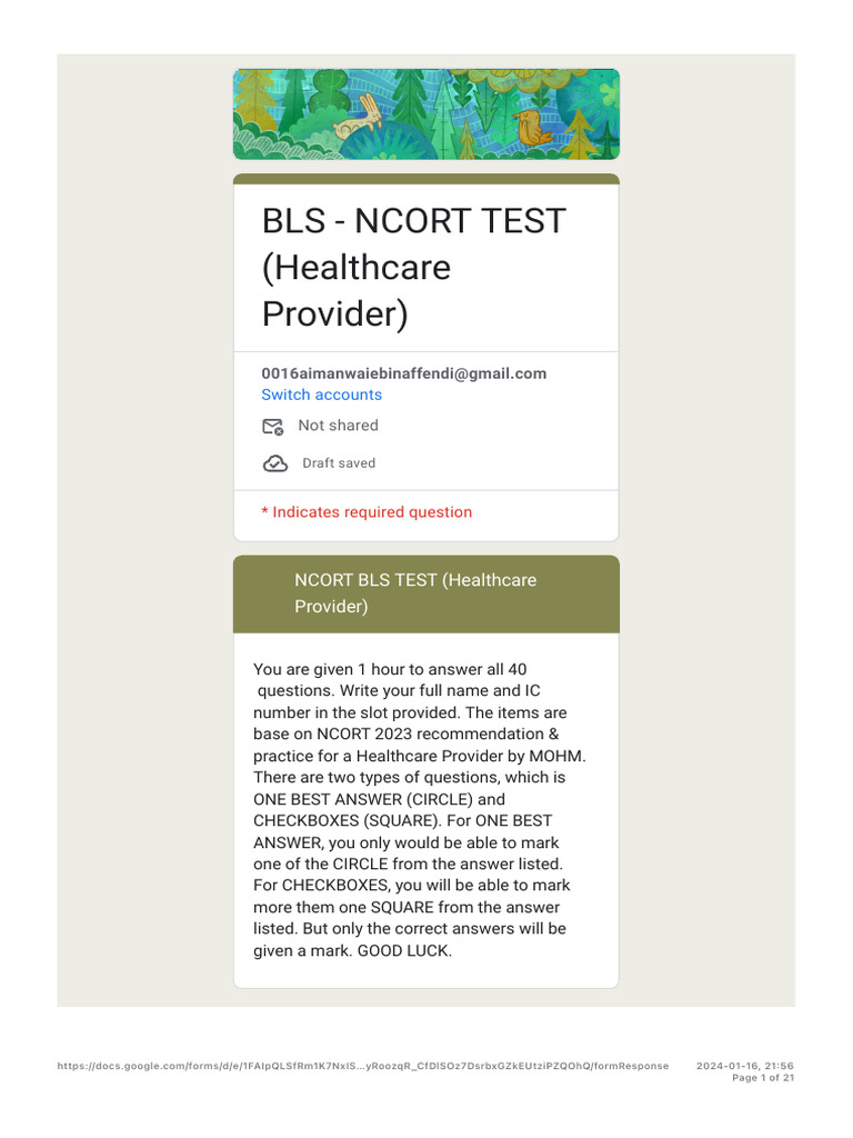 BLS - NCORT TEST (Healthcare Provider) | PDF | Cardiopulmonary ...