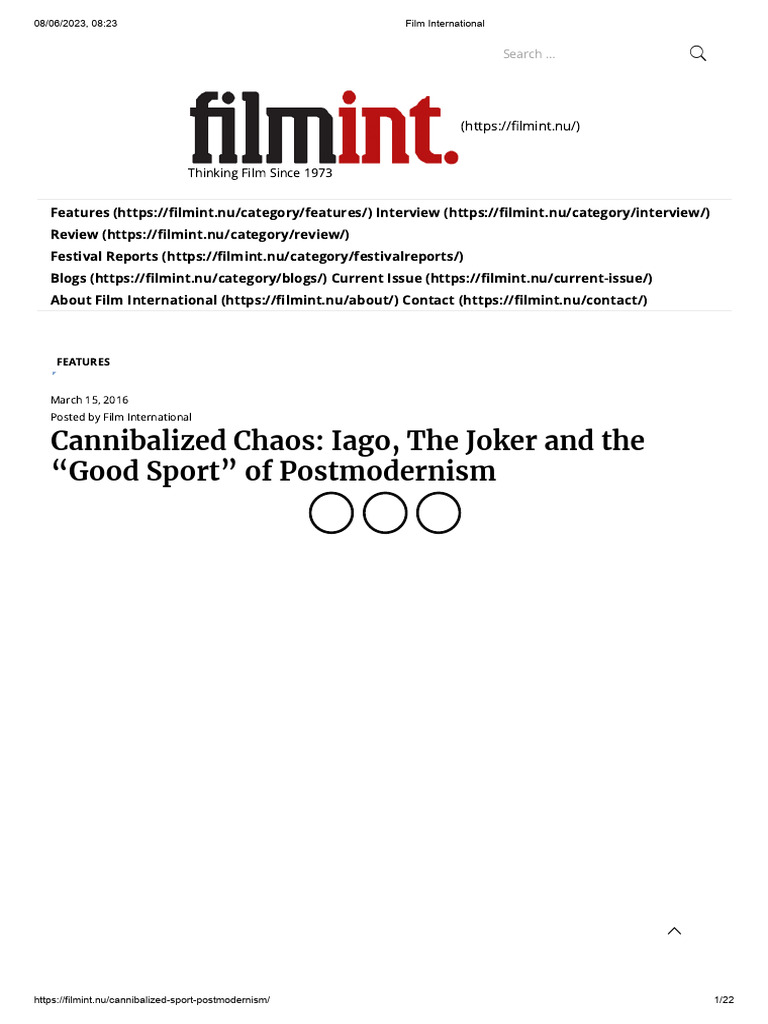 Cannibalized Chaos Iago The Joker | PDF | Iago | Othello