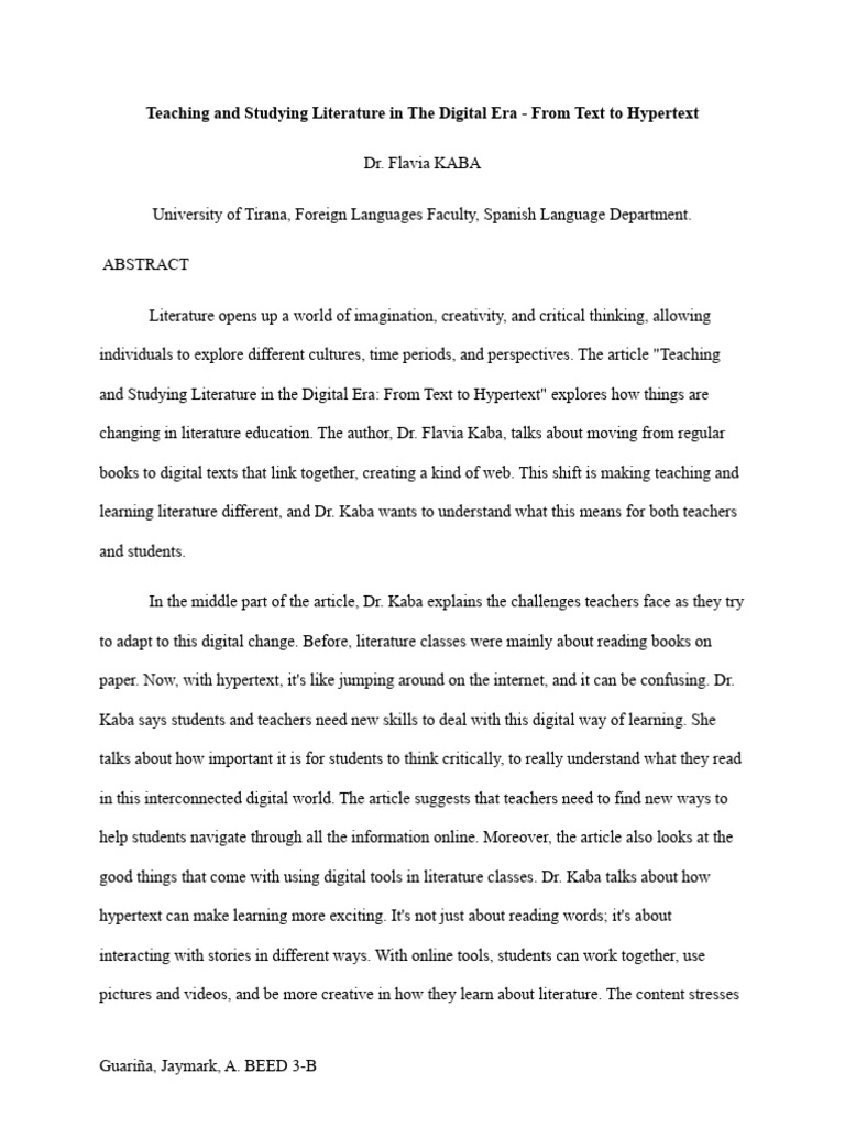 Exploring Literature Genres in The Elementary Classroom (JAY.G) | PDF