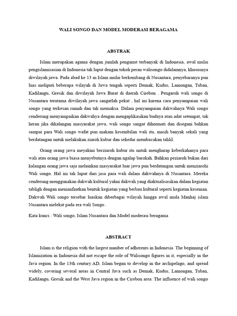 Wali Songo Dan Model Moderasi Beragama | PDF