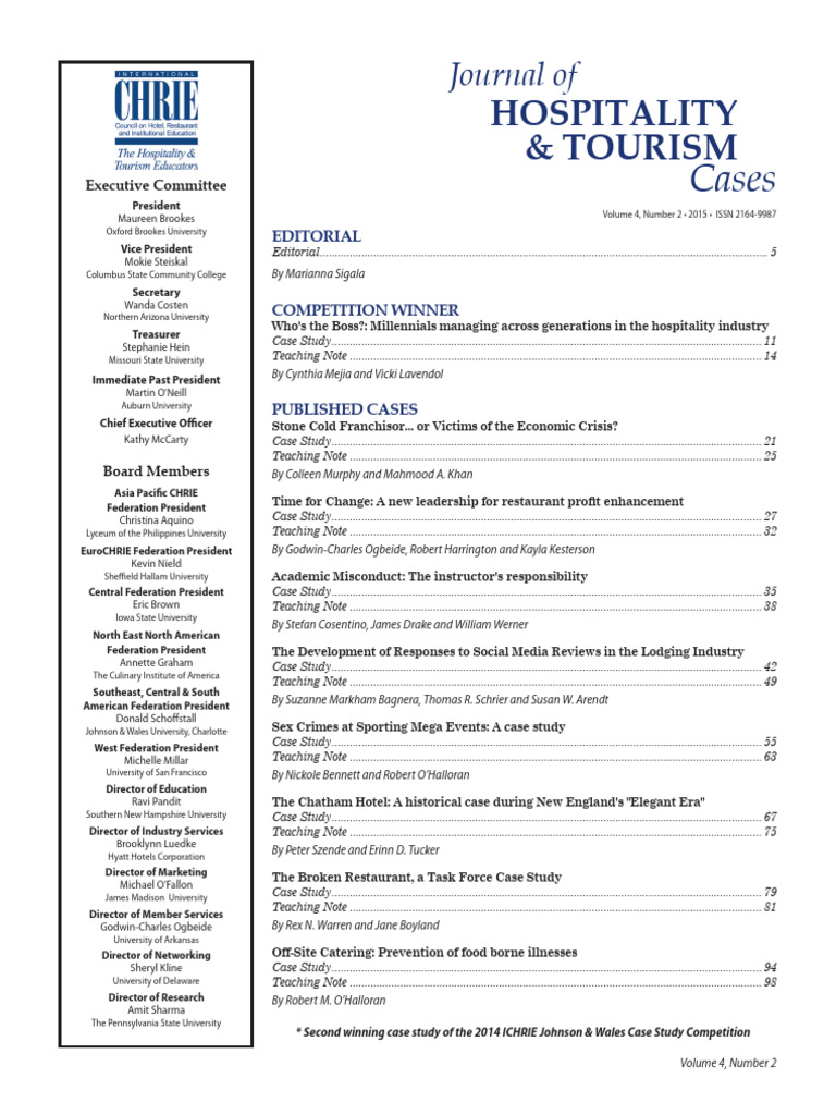 JHTC Vol4Issue2-abstracts | PDF | Franchising | Food Safety