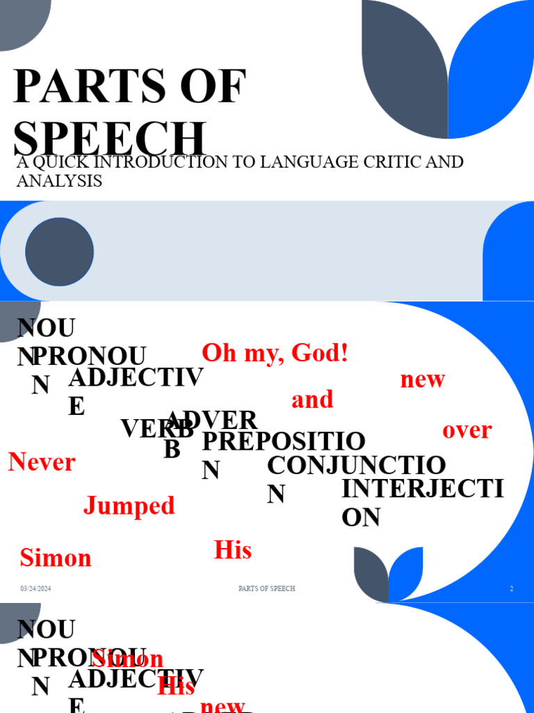 Lesson 1 - Parts of Speech | PDF | Noun | Adverb