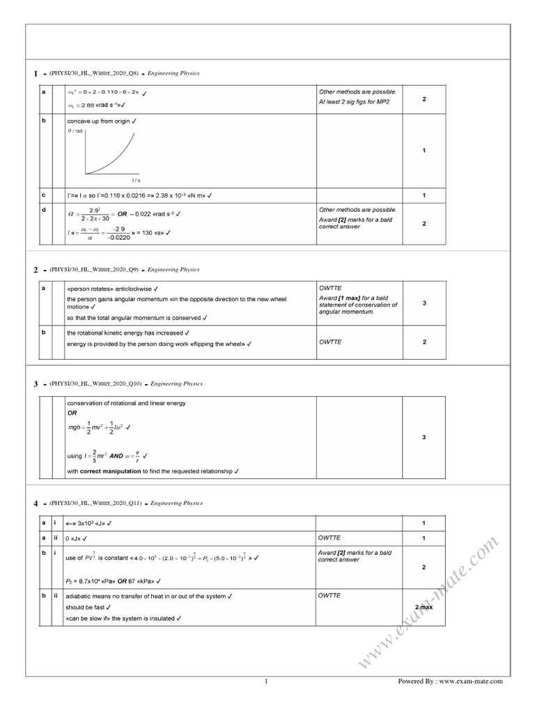 Q1 To Q10 Options, Q11 To Q20 Paper 2 Practise Answers | PDF | Physics | Physical Sciences