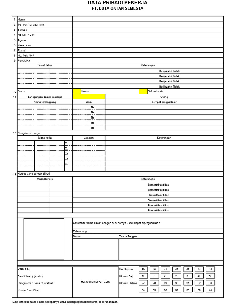 Form Lamaran Kerja | PDF