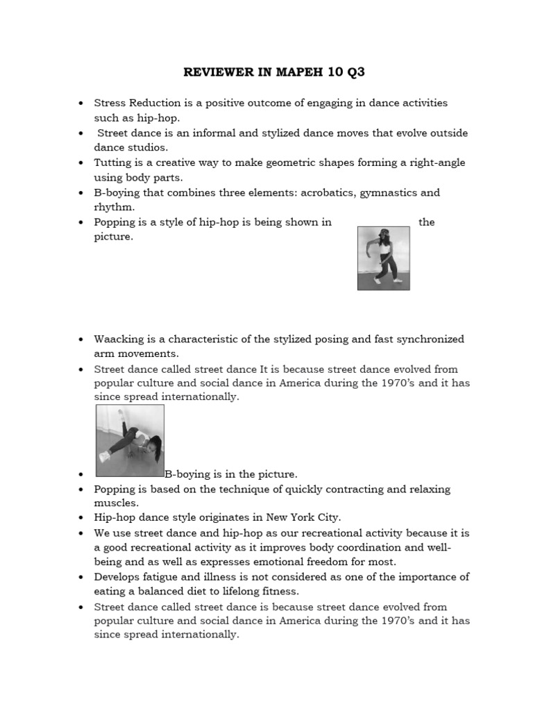 Reviewer in MAPEH 10 Q3 | PDF | Dances | Global Health