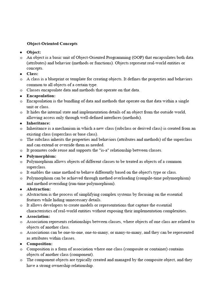 Object-Oriented Concepts | PDF | Inheritance (Object Oriented Programming) | Class (Computer ...