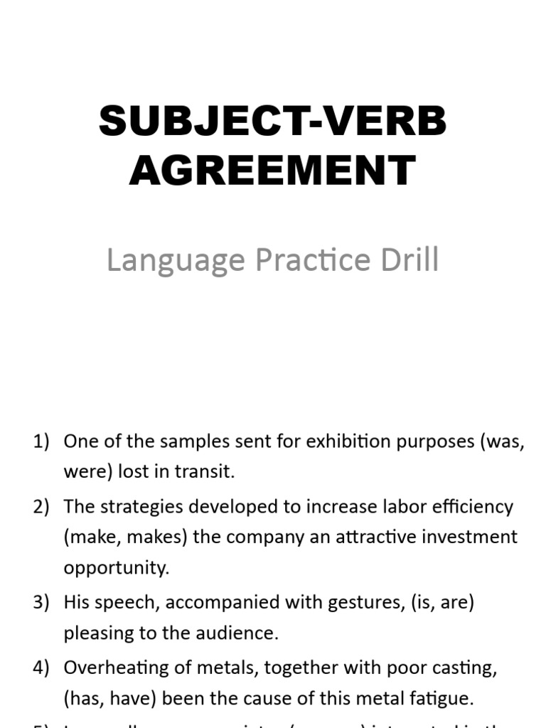 SUBJECT-VERB AGREEMENT Exercise | PDF | Foreign Language Studies