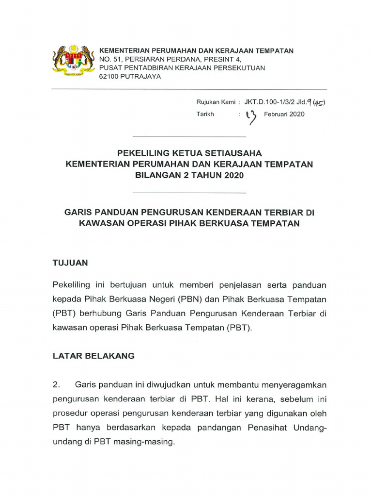 Surat Pekeliling KSU KPKT Bil.2 Tahun 2020 (Pindaan) - GP Pengurusan ...