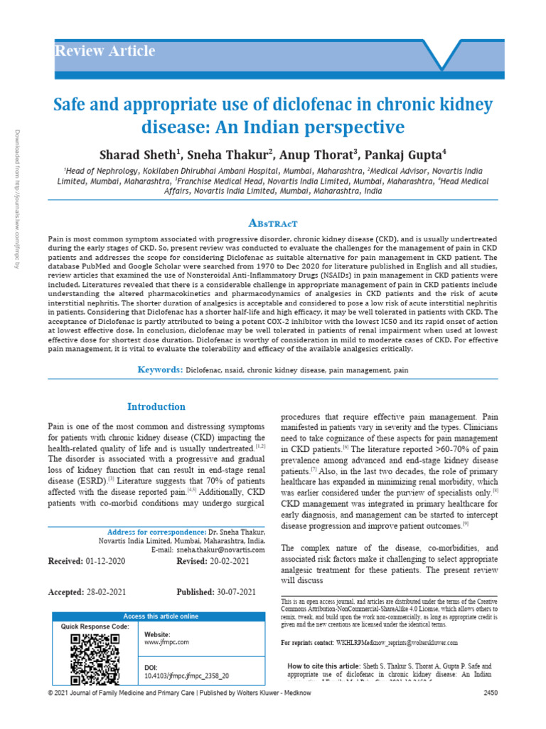 Diclofenac Use in CKD: Indian Review | PDF | Nonsteroidal Anti ...