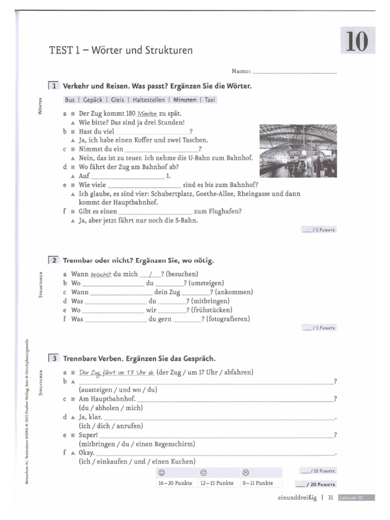 Menschen A1 Test Lektion 10 | PDF Menschen A1 Test Lektion 10 | PDF