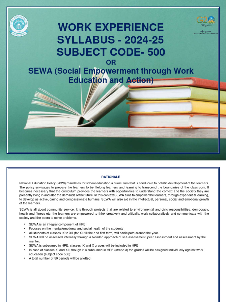 WorkExperience SrSec 2024-25 | PDF | First Aid | Learning