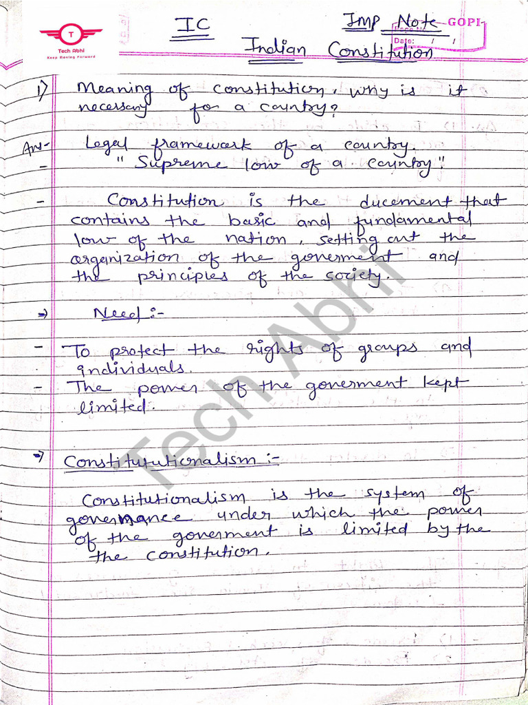 Indian Constitution Gtu Imp Questions | PDF