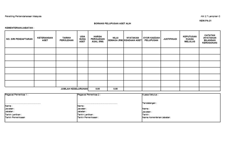 Borang Pelupusan Kew Pa 21 | PDF