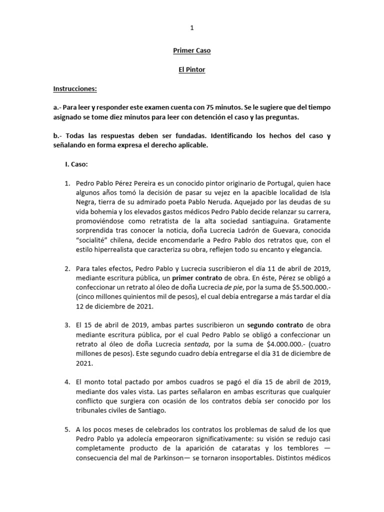 Caso N°1 - El Pintor. Preguntas y Respuestas | PDF | Demanda judicial | Esfera pública
