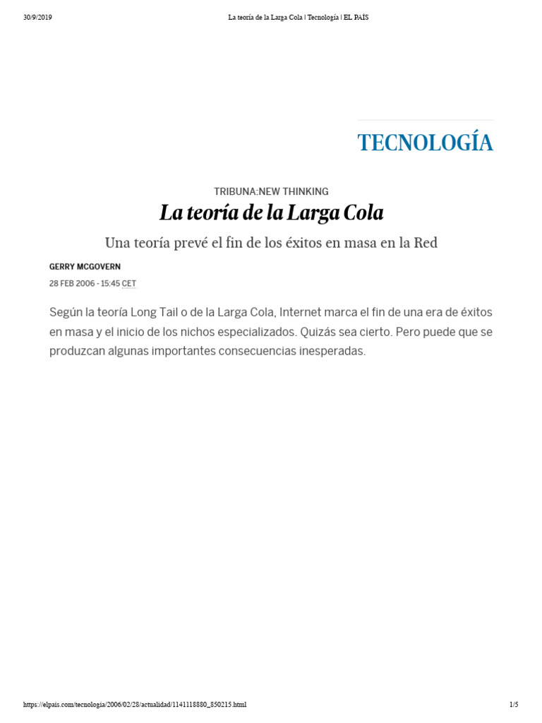 La Teoría de La Larga Cola | PDF